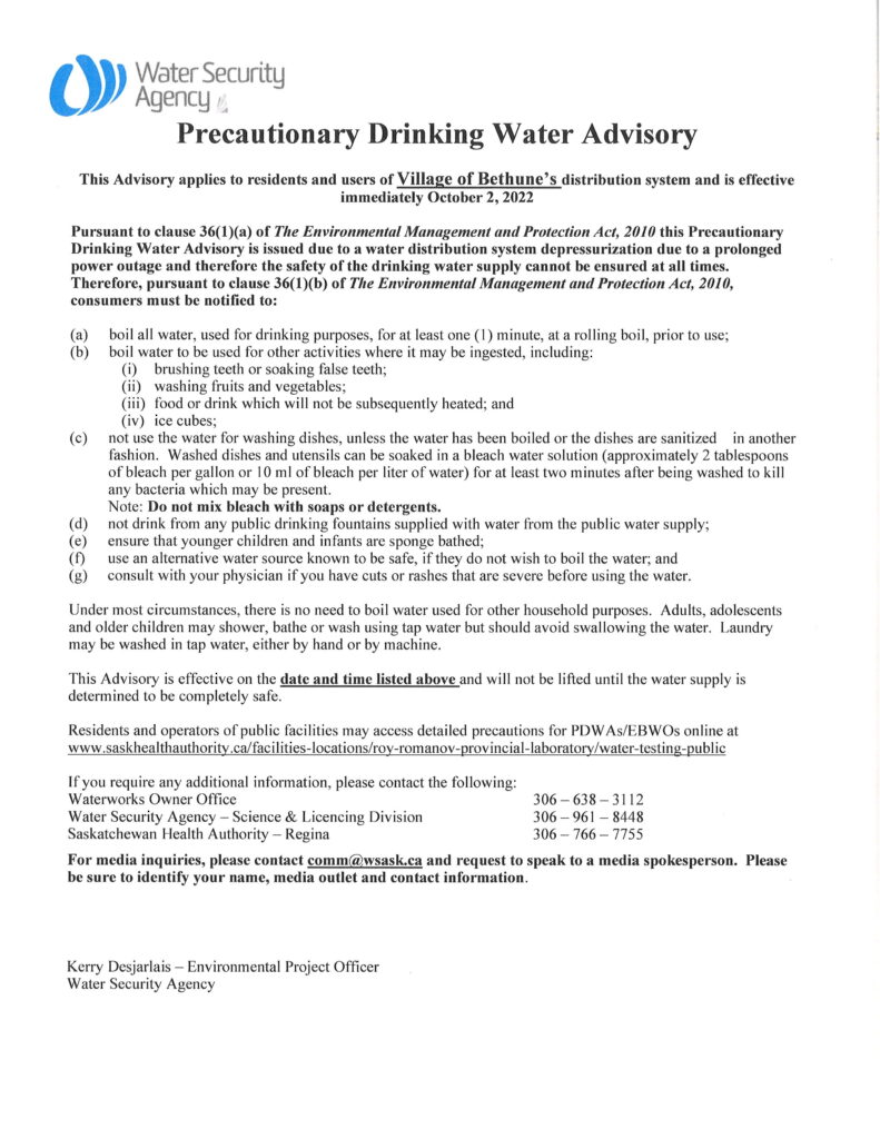 Public Notice – Precautionary Drinking Water Advisory